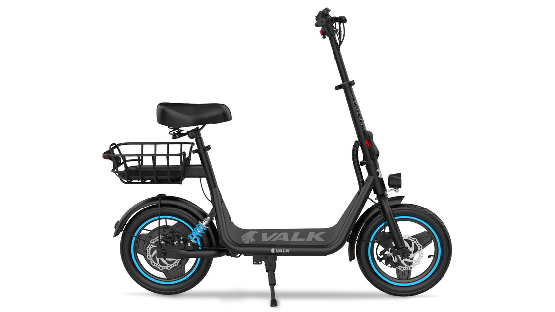 VALK Electric Scooter with Seat - Black/Blue – Valk Ebikes