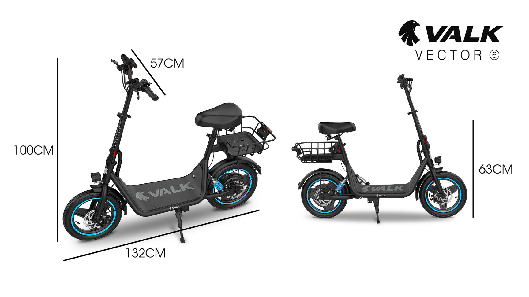 VALK Electric Scooter with Seat - Black/Blue – Valk Ebikes