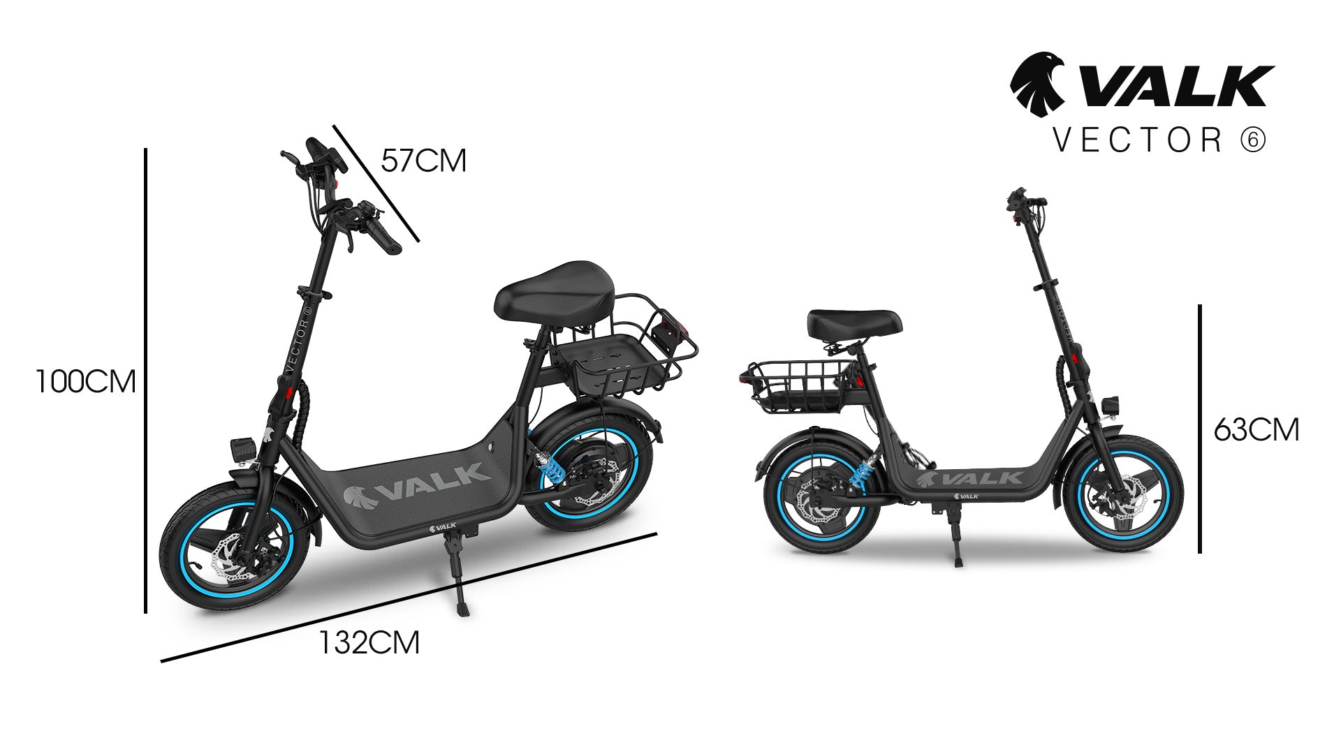 VALK Electric Scooter with Seat - Black/Blue – Valk Ebikes