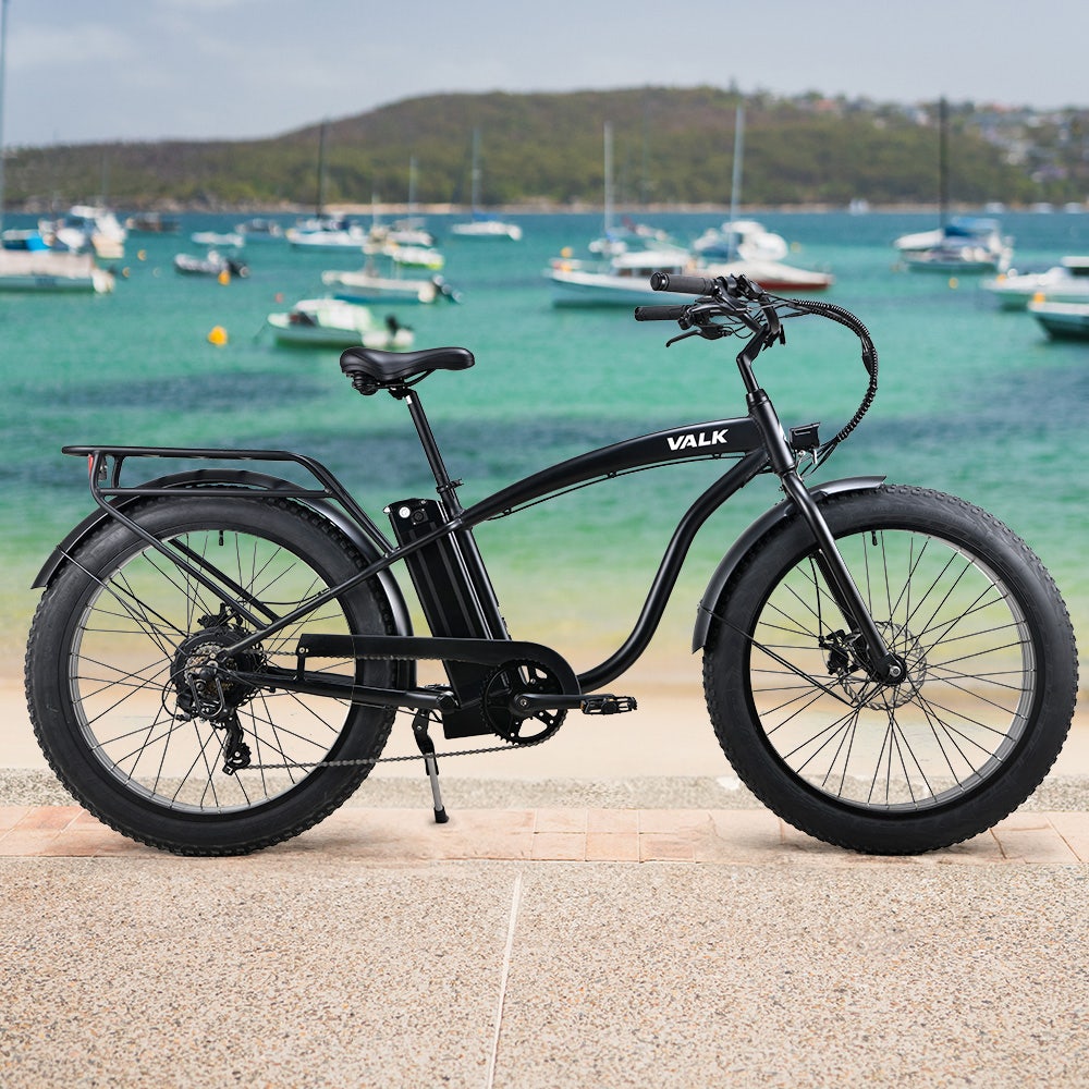 Electric Fat Tyre Cruiser Bike - Matte Black – Valk Ebikes
